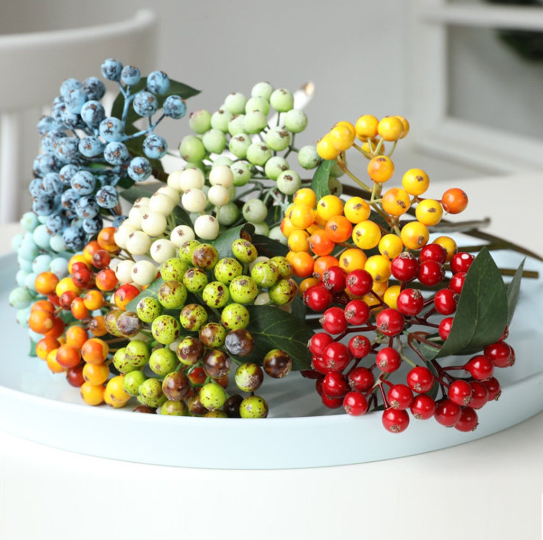 Artificial Blue Berry Stems, Red Artificial Berry ,fake Silk Berries ...