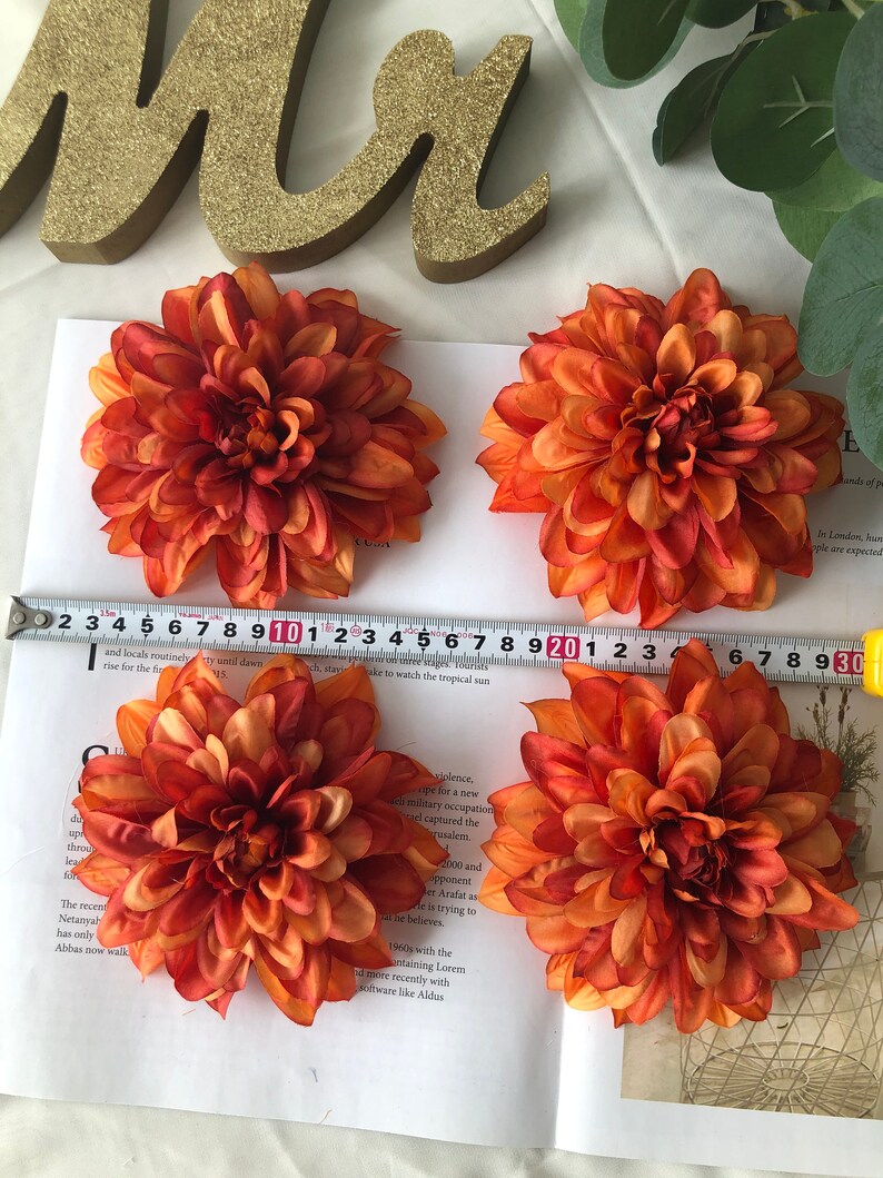Wholesale Rust Orange Dahlia Flowers dusty Blue Dahila Head - Etsy
