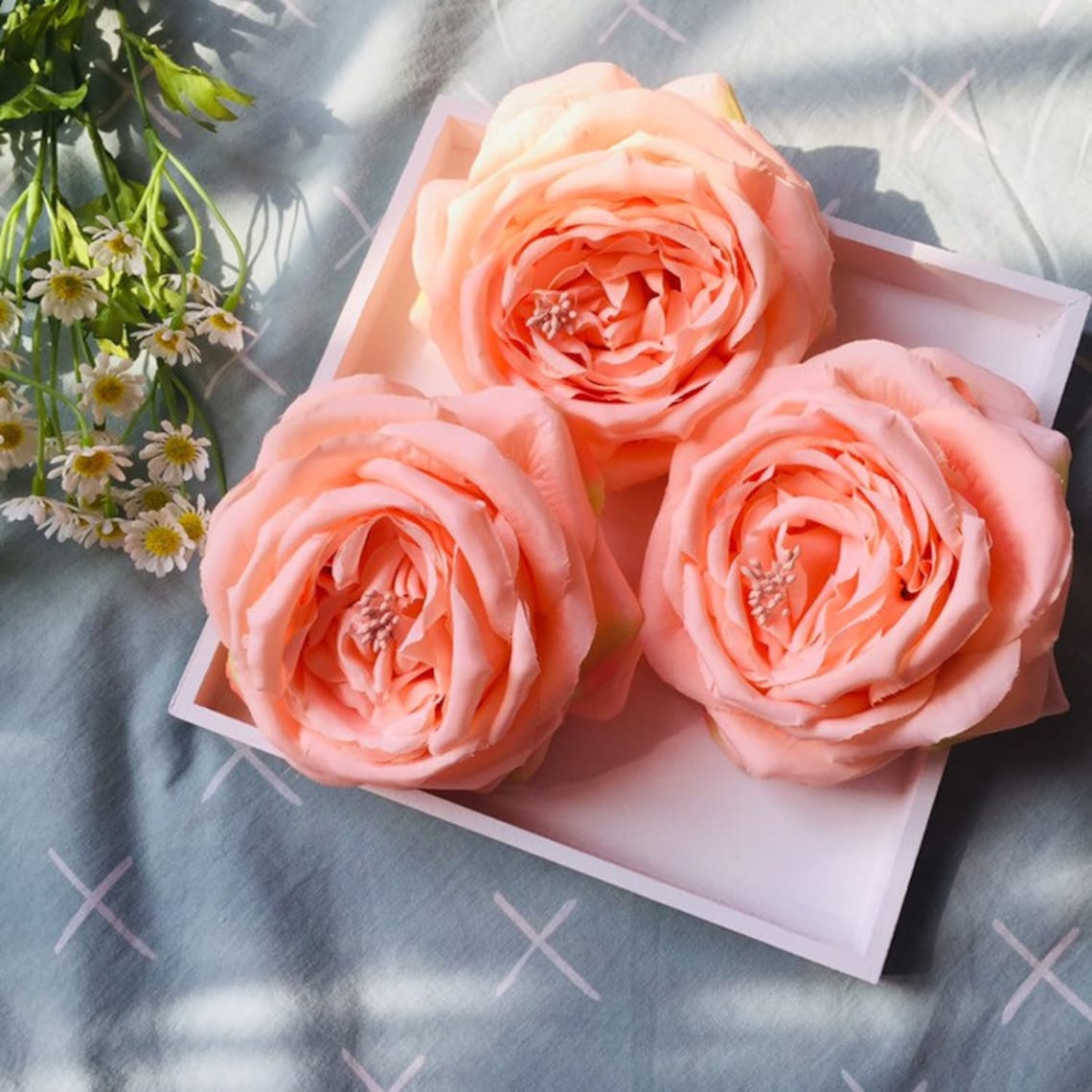 6pcs Artificial Big Head Angel Roses Peach Roses Peach Silk - Etsy