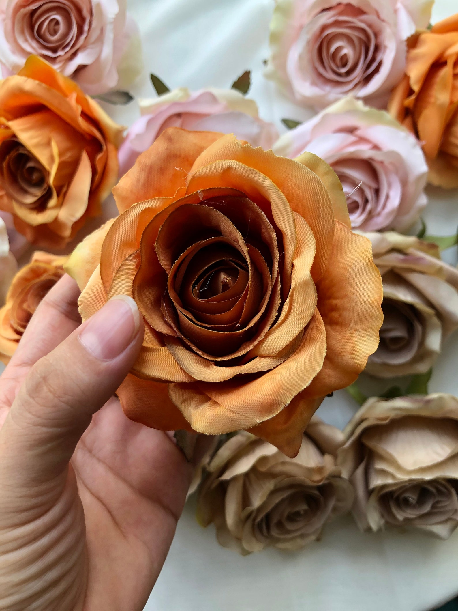 30-100pcs Burnt Orange Rose Artificial Rose Heads, 10cm High Quality ...