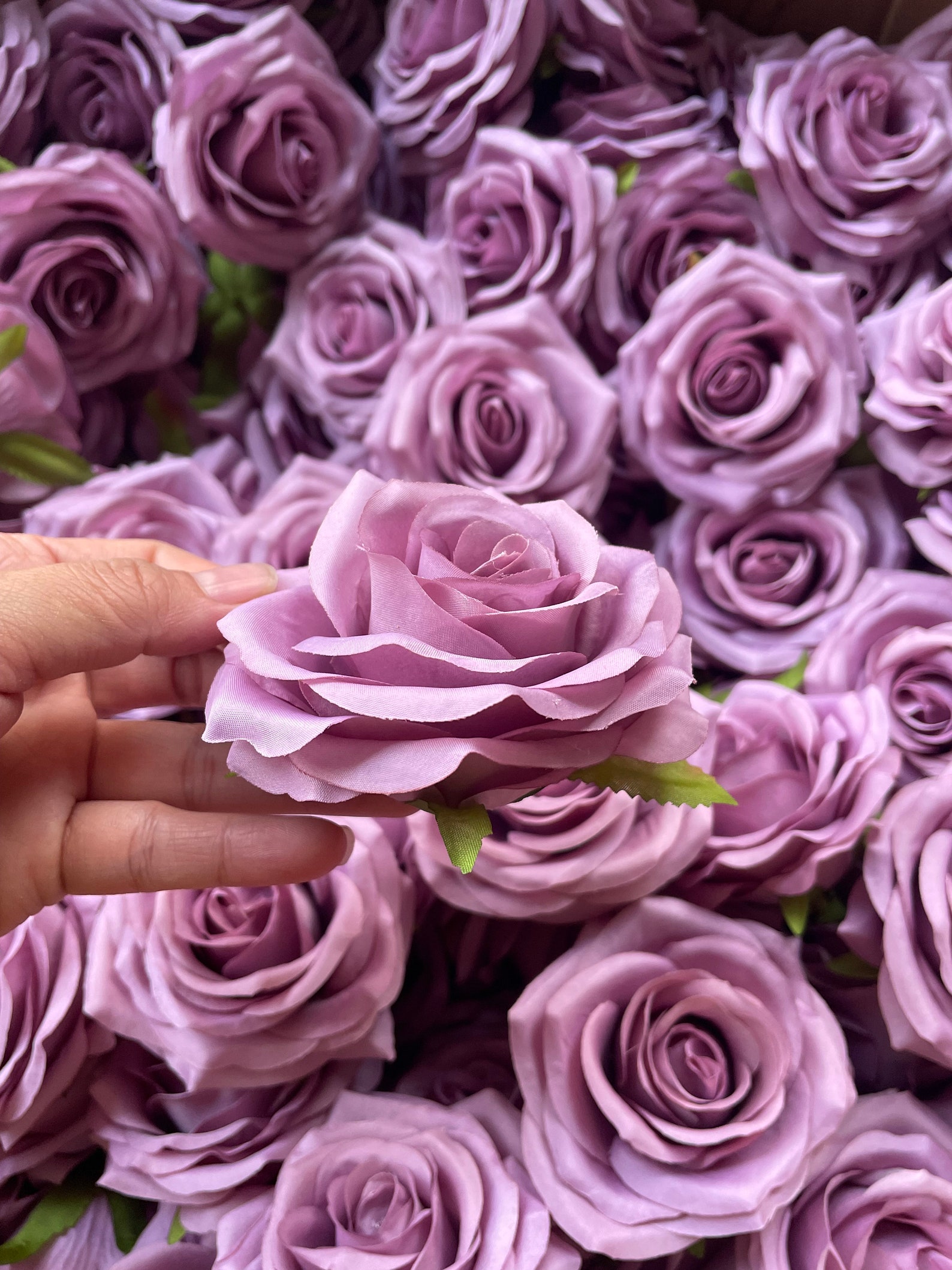 10-100pcs Mauve Artificial Rose Heads , Artificial Flowers 9cm High ...