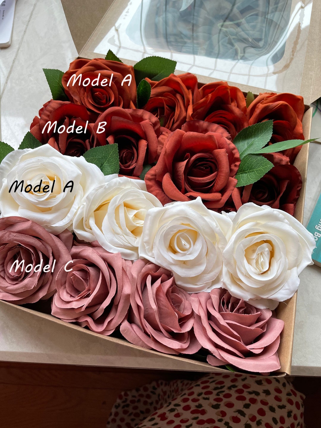 8pcs Burnt Orange Silk Rose Heads 4pcs Blush Rose 4pcs Ivory Rose , 9cm ...