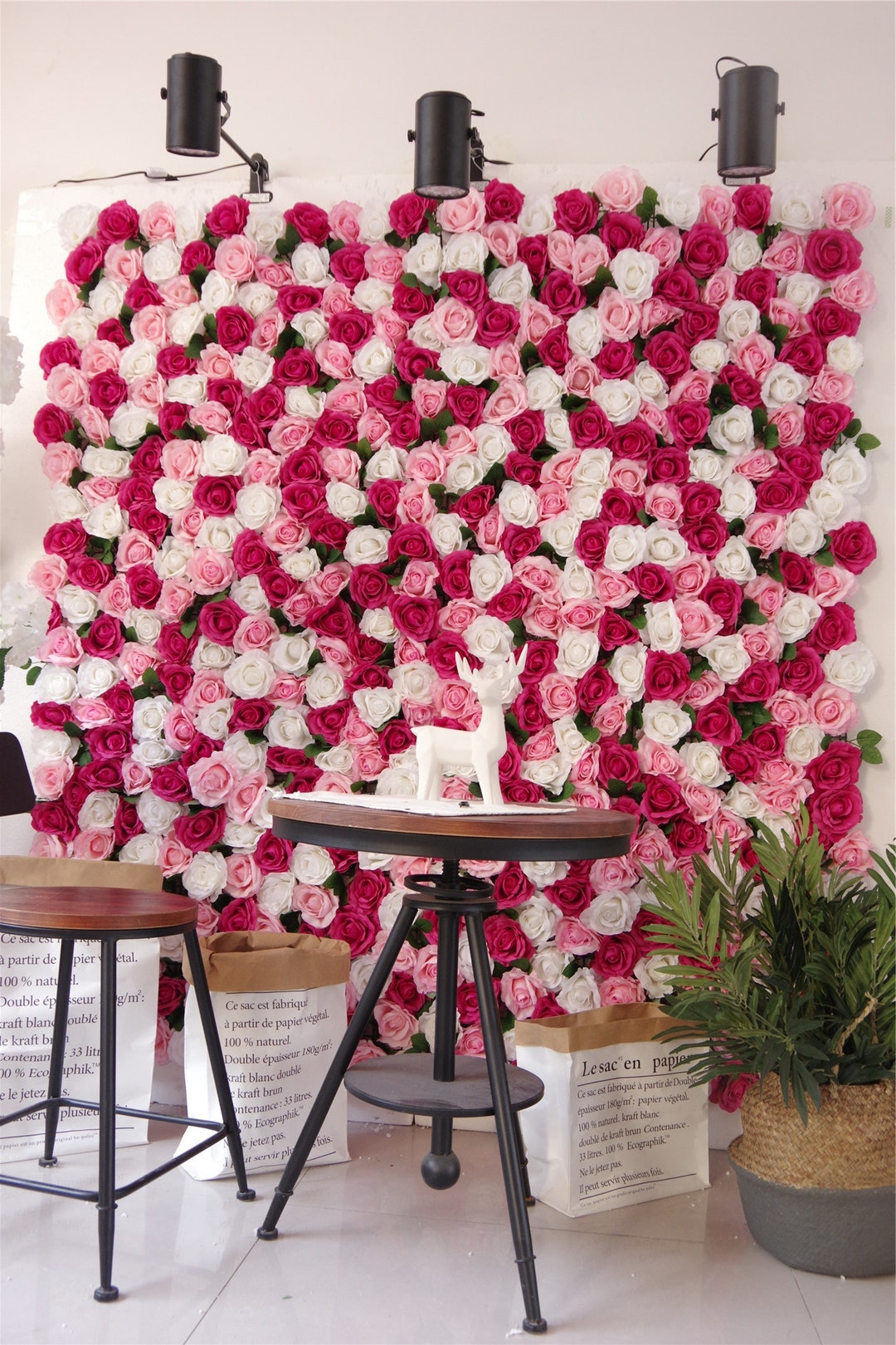Artificial Roses Wall Decoration Silk Flower Panels Flower Wall Silk ...