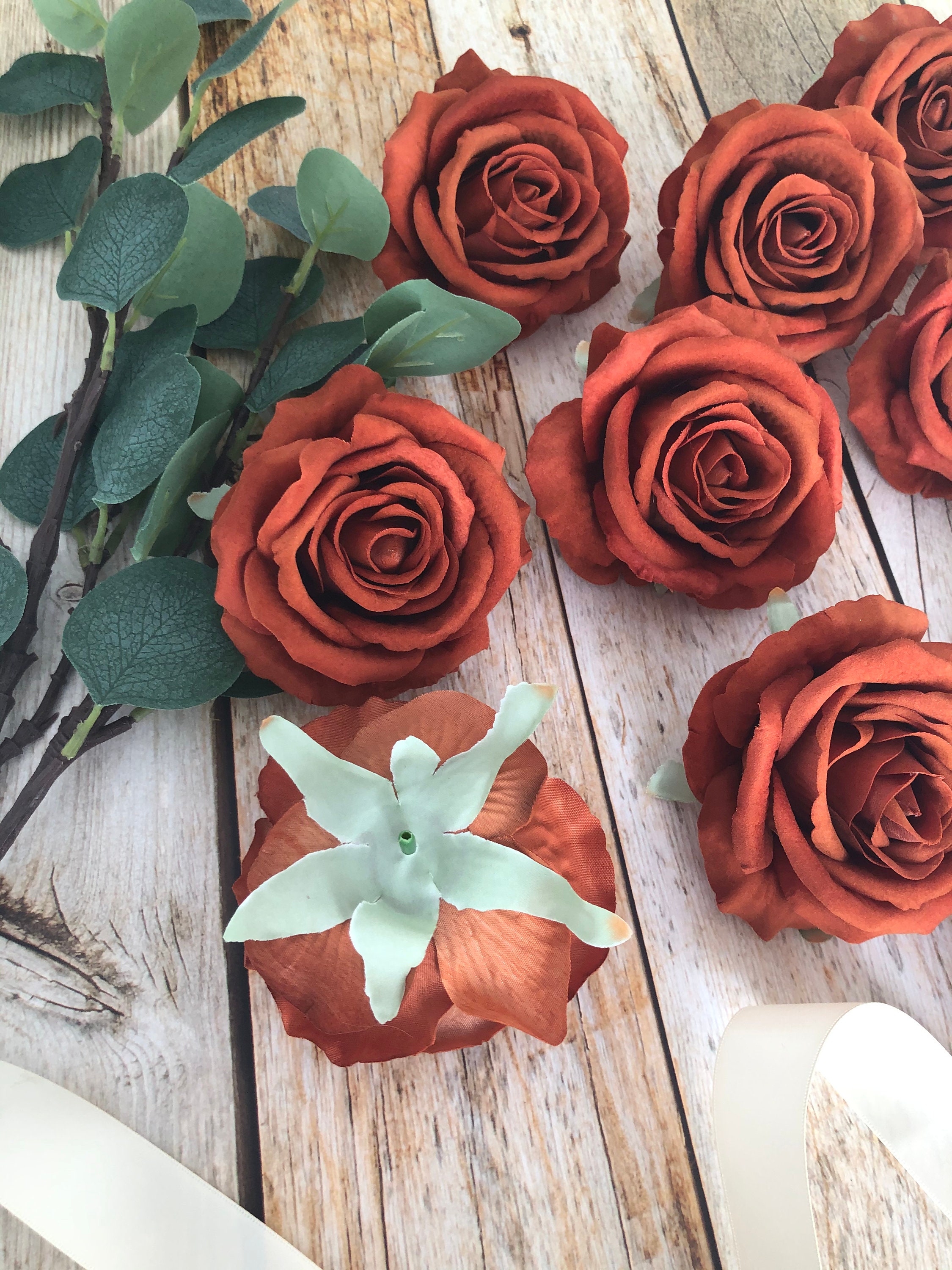 10pcs Rust Orange Rose Artificial Rose Heads 9cm High Quality - Etsy