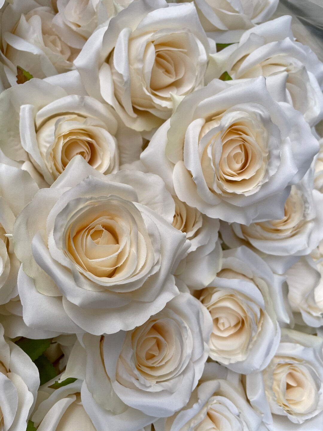 10-100pcs Wholes Ivory Silk Rose Flower Rose Head High Quality Roses ...