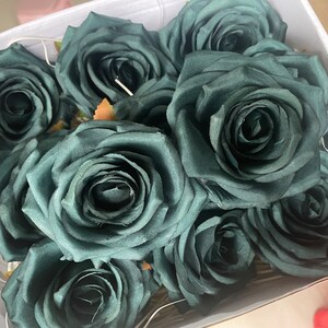 Emerald Green Rose Head, 10pcs High Quality Emerald Green Silk Flowers ...