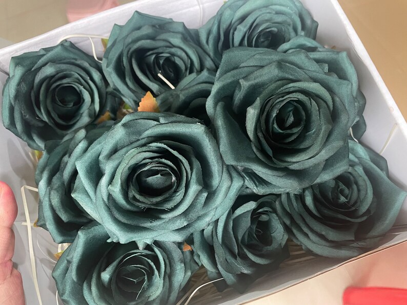Emerald Green Rose Head 10pcs High Quality Emerald Green Silk - Etsy