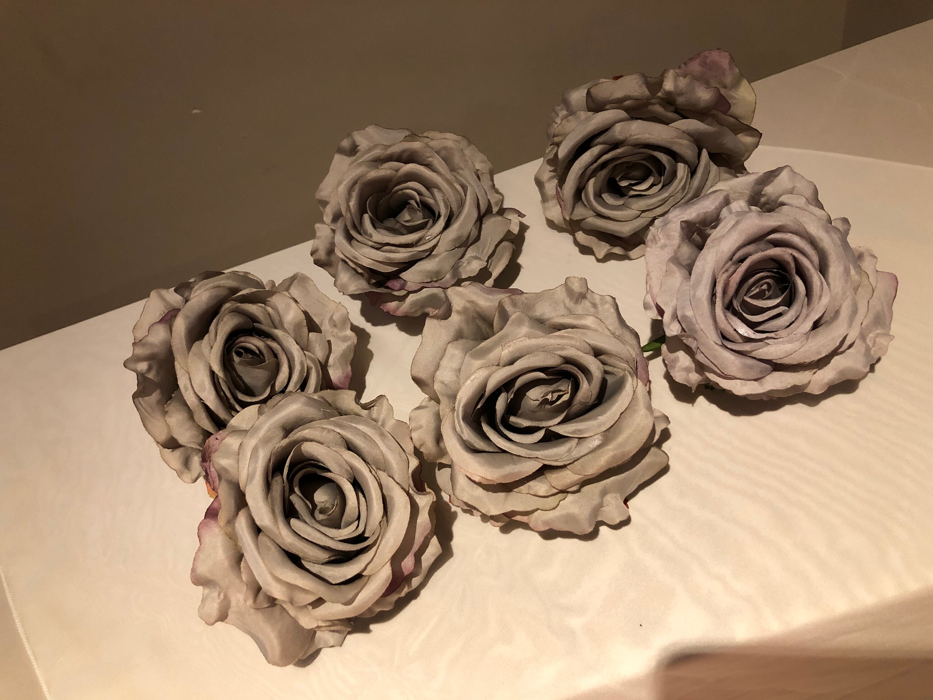 6pcs Big Head Roses Grey Artificial Roses Grey Rose Head - Etsy