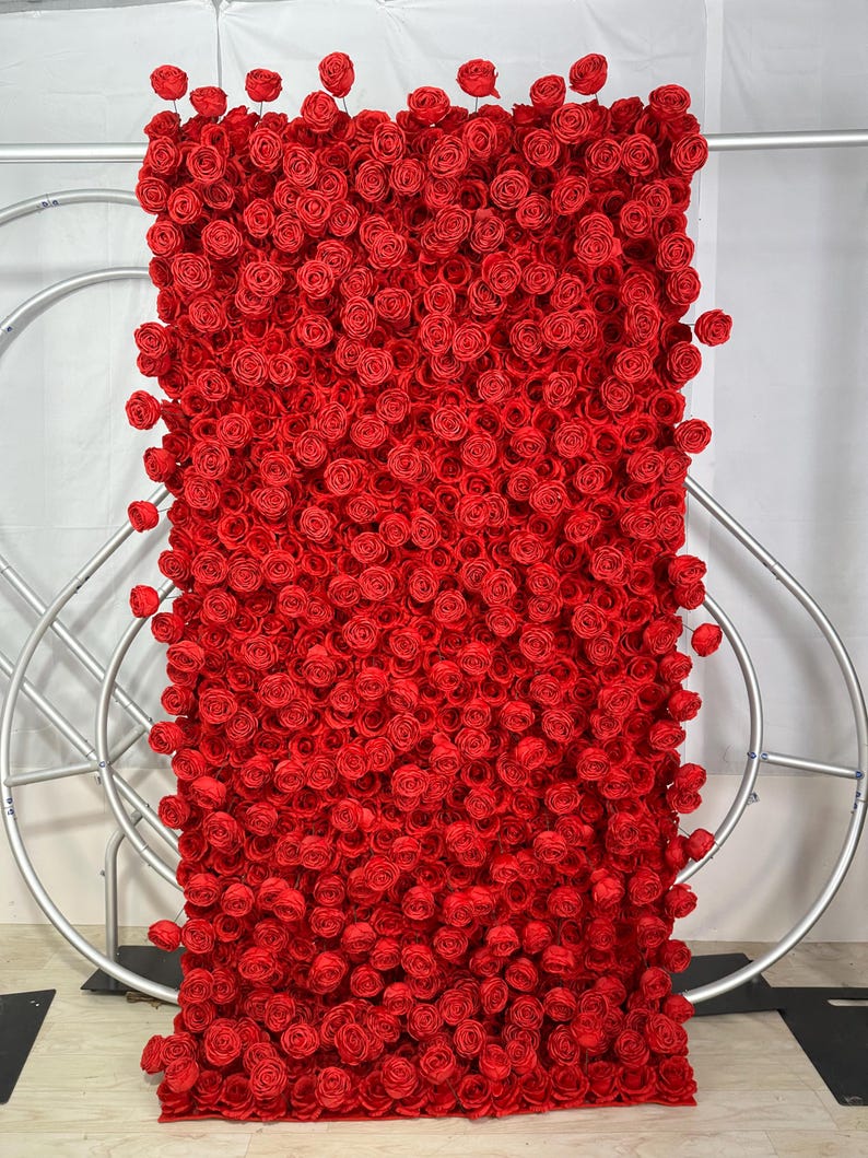 Red Rose Artificial Flowers Wall White Silk Roses Flowers Backdrop for ...