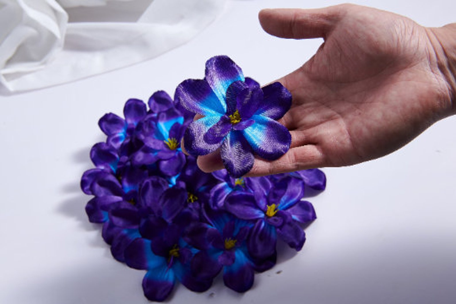 100pcs Artificial Purple Blue Orchids Flower Head Cymbidiums Hybridum ...