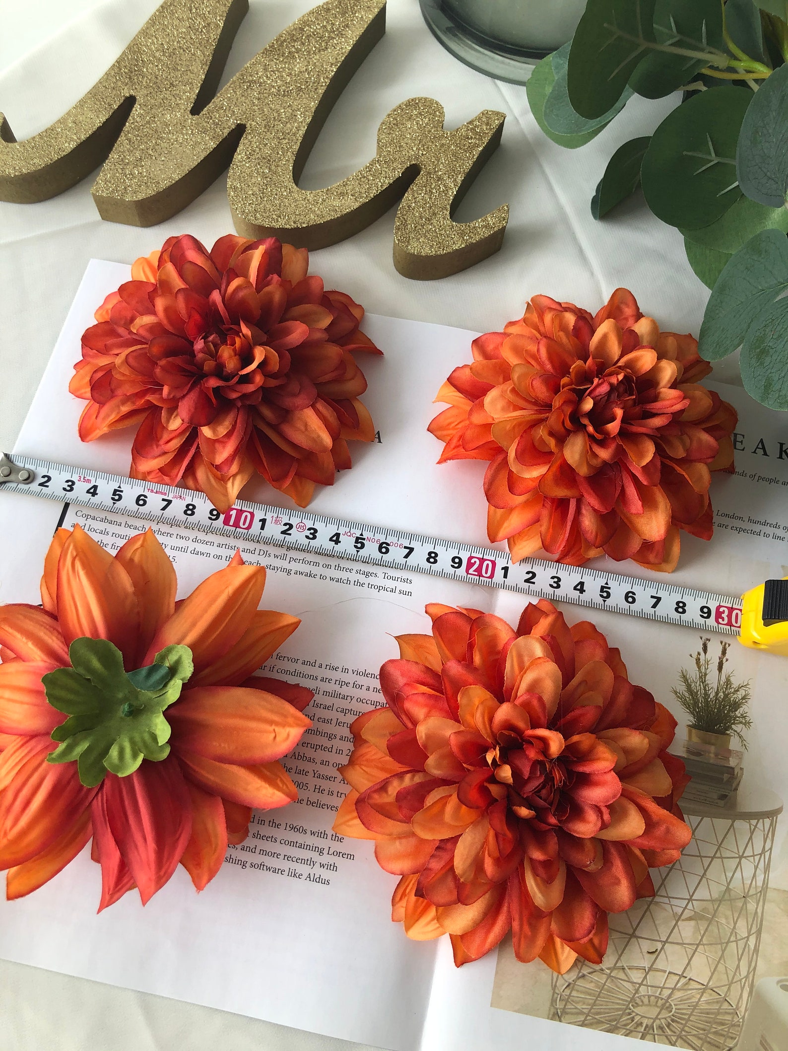 Wholesale Rust Orange Dahlia Flowers ,dusty Blue Dahila Head for ...