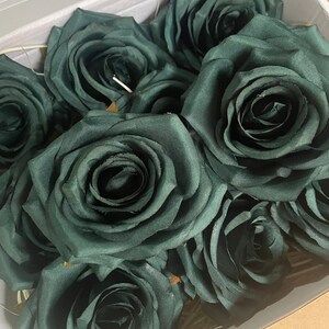 Emerald Green Rose Head, 10pcs High Quality Emerald Green Silk Flowers ...