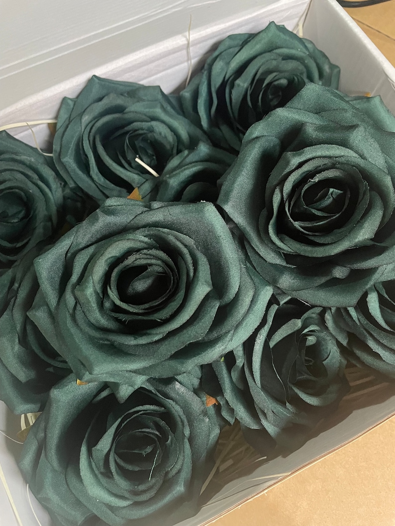Emerald Green Rose Head 10pcs High Quality Emerald Green Silk - Etsy