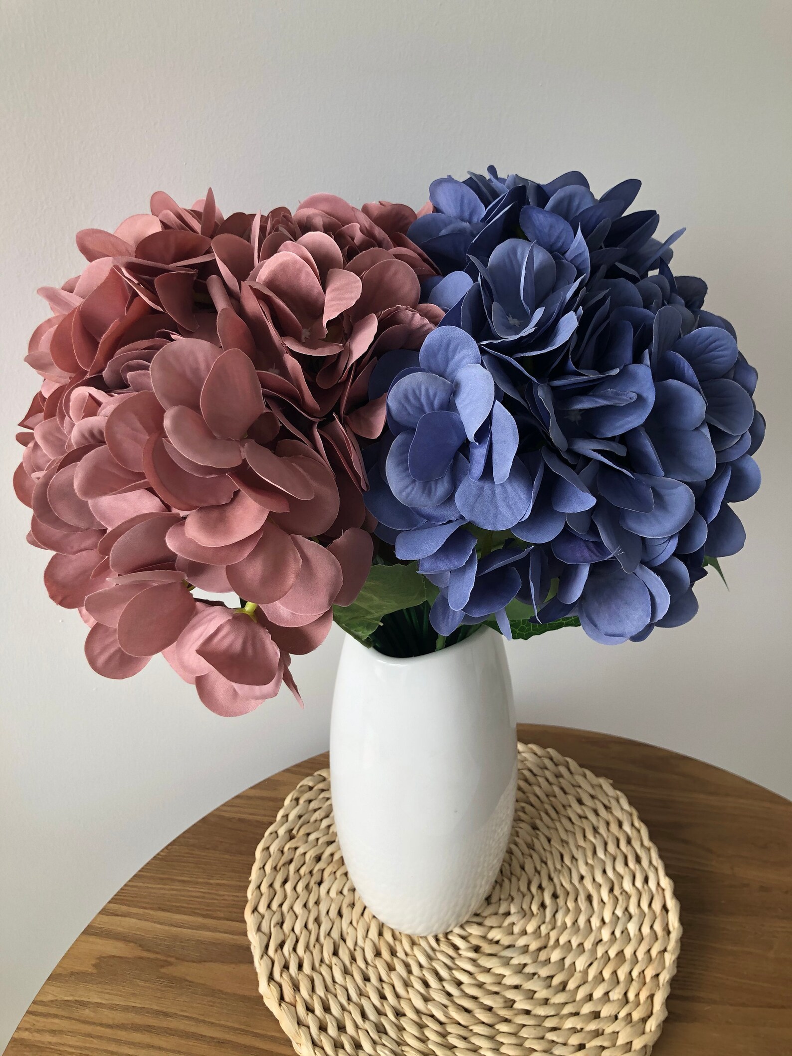 Artificial Silk Hydrangea Bunch Dusty Blue 6 Big Hydrangea | Etsy
