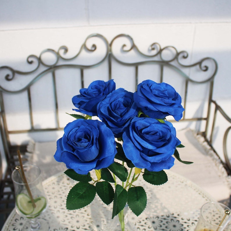 10pcs Navy Blue Open Roses Long Stem Alice Roses Artificial - Etsy