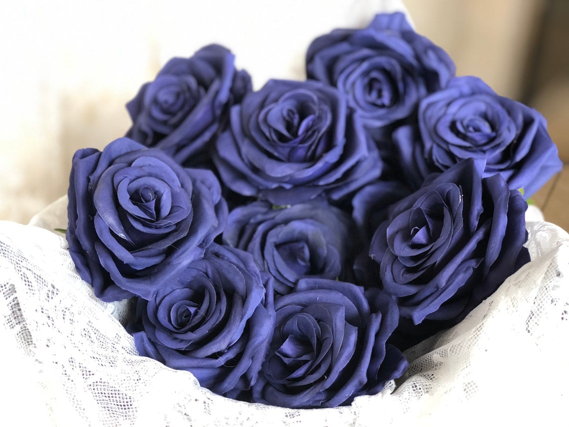 Navy Blue Rose Flower Rose Head 9cm High Quality Roses Head - Etsy