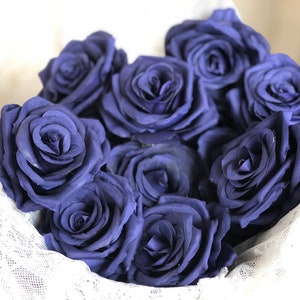 Navy Blue Rose, Flower Rose Head, 9cm High Quality Roses Head Only for ...