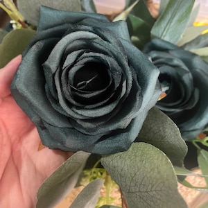 Emerald Green Rose Head, 10pcs High Quality Emerald Green Silk Flowers ...