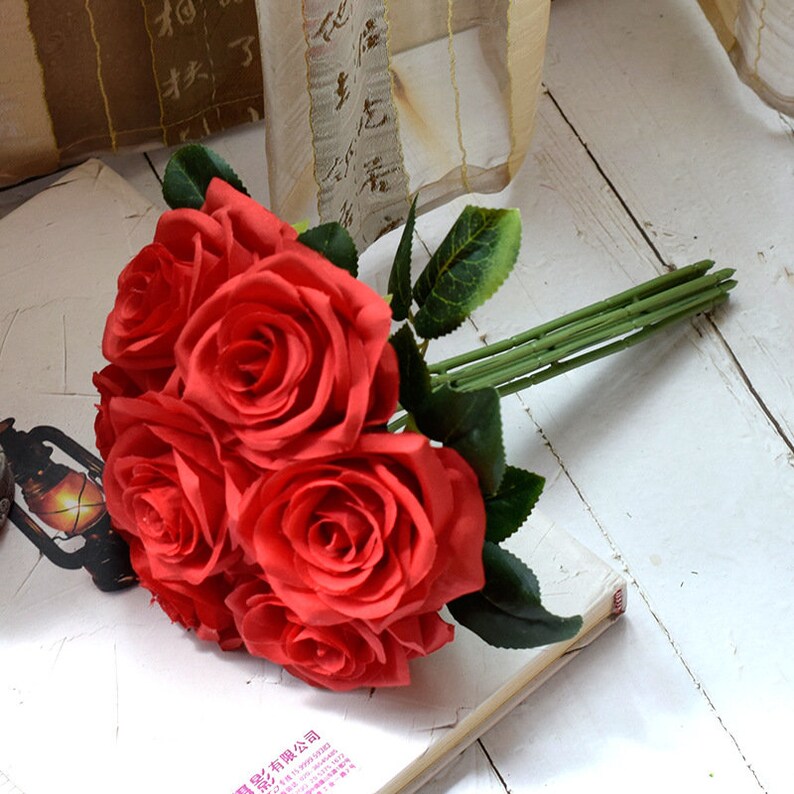 Artificial Red Rose Bouquets Fake Roses Bouquets Rose - Etsy