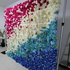 Blue Artificial Flower Wall Backdrop Arrangement Photography Pink Blue ...