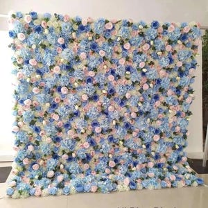 Blue Artificial Flower Wall Backdrop Arrangement Photography Pink Blue ...