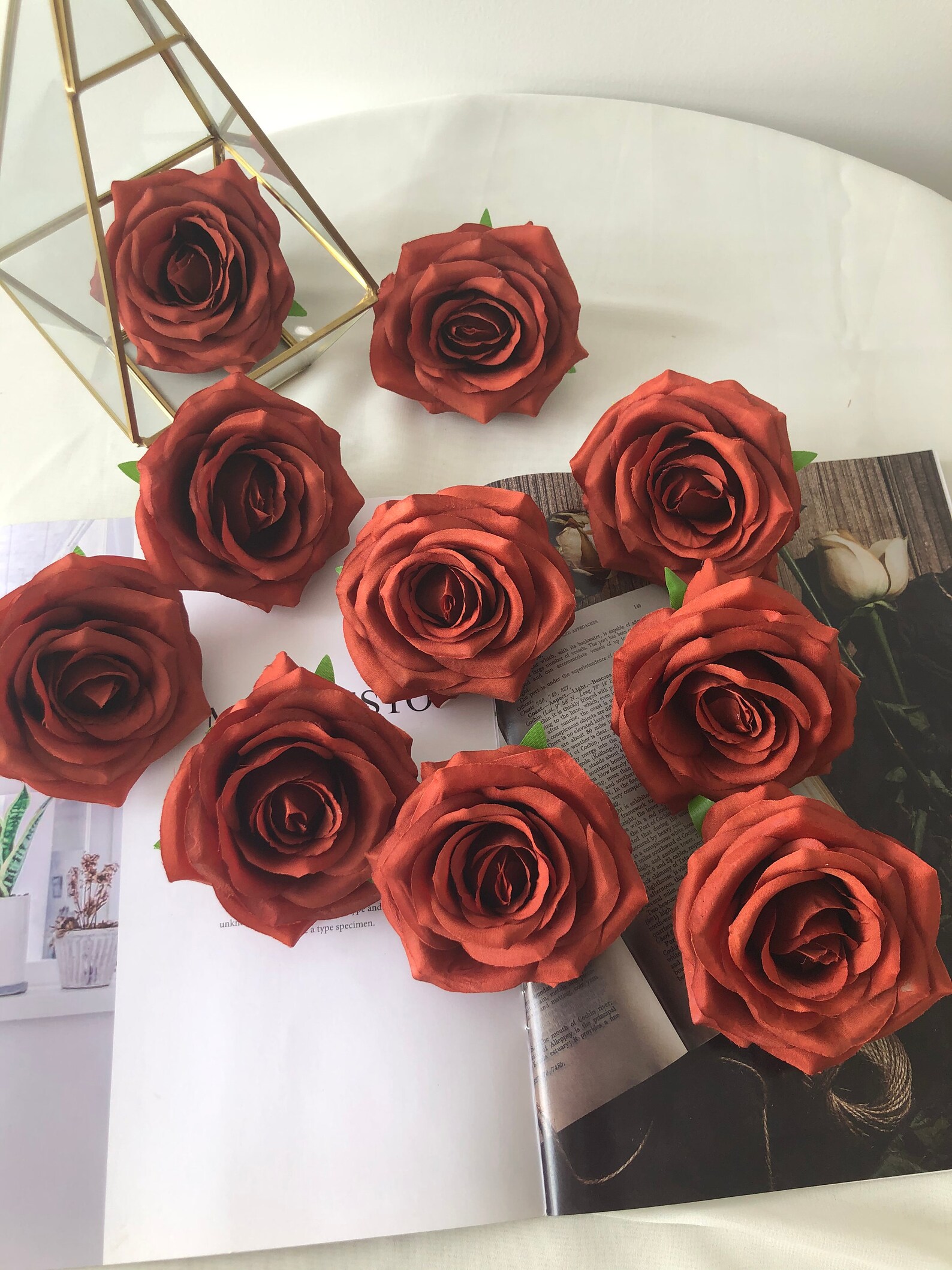 10-100pcs Burnt Orange Rose Artificial Rose Heads 9cm Rust | Etsy