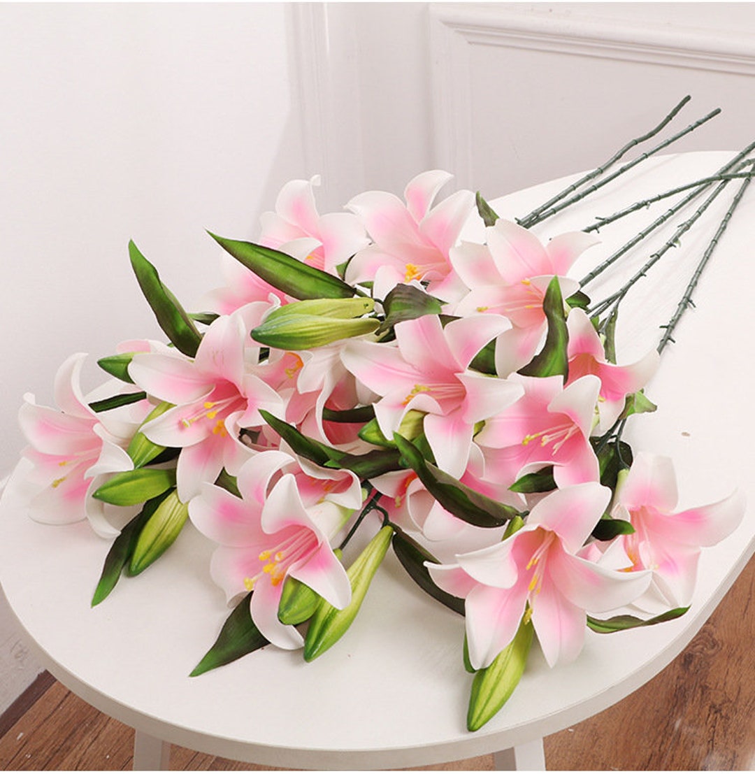 Real Touch Artificial Lily Flowers Full Bloom Artificial Flower ...