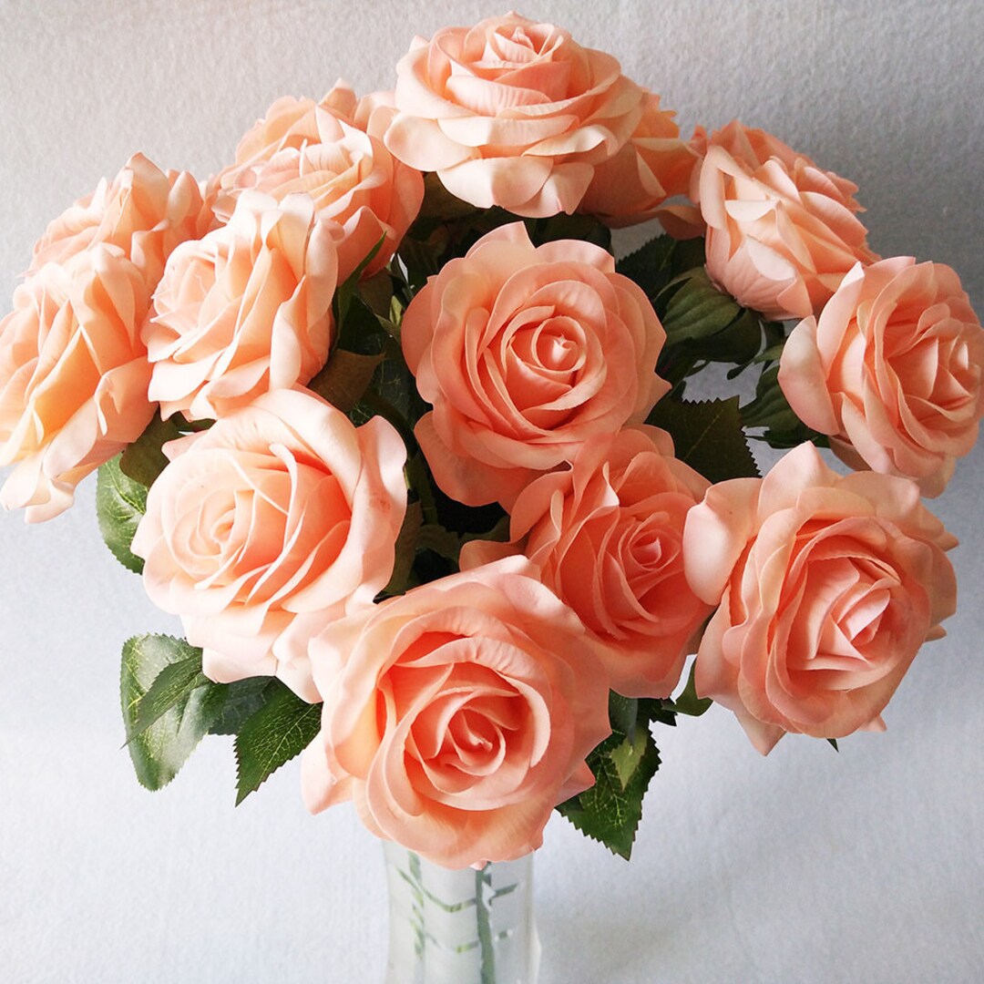 20pcs Champagne Real Touch Rose, Wedding Flowers Roses Fake Flowers for ...