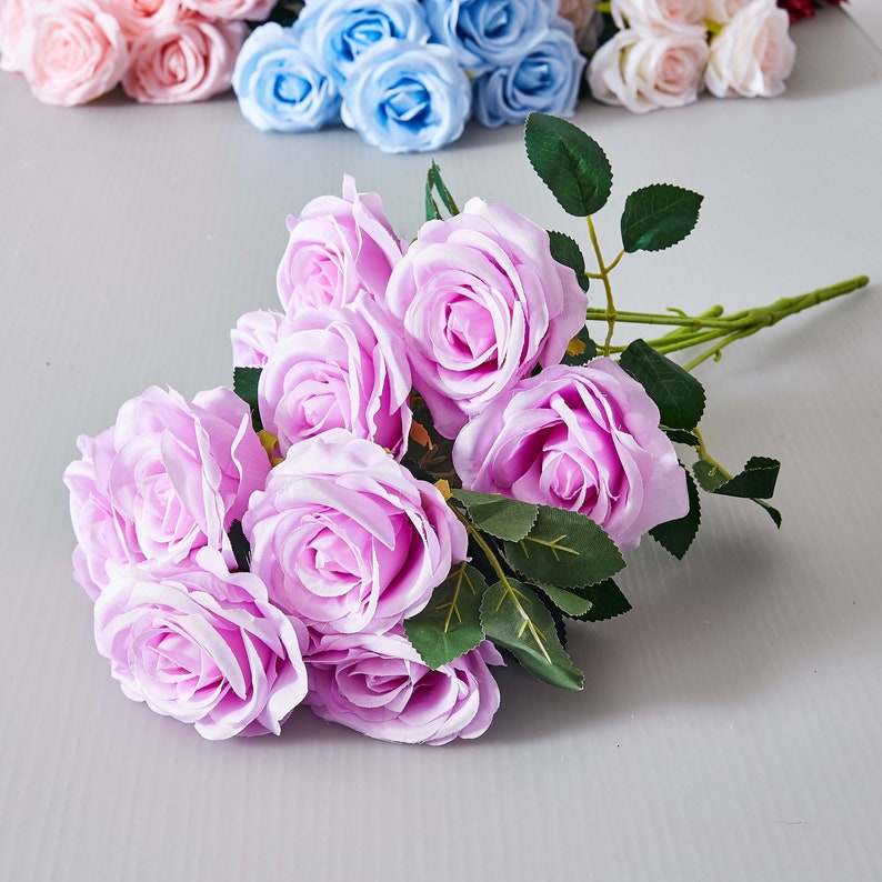 10pcs Lilac Open Roses Long Stem Alice Roses Artificial | Etsy