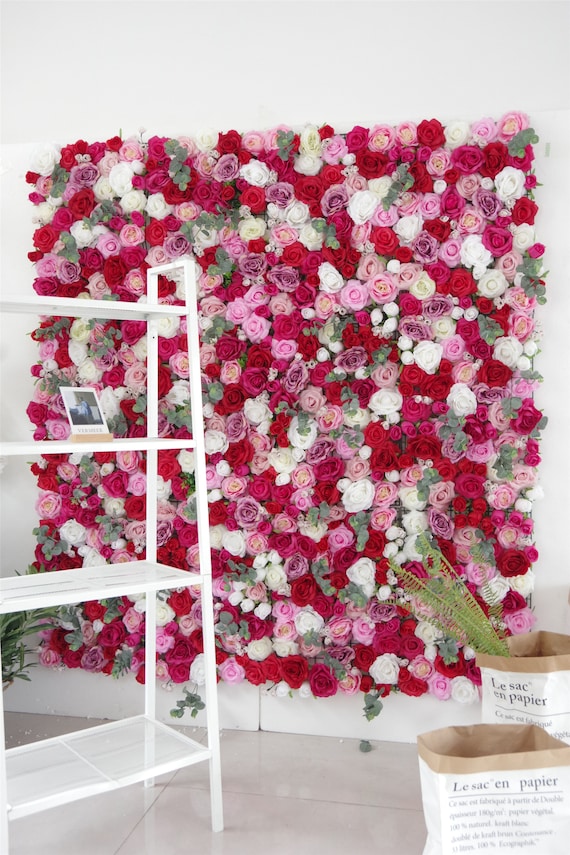 Red Artificial Rose Flowers Wall Decor Panel 24 X - Etsy