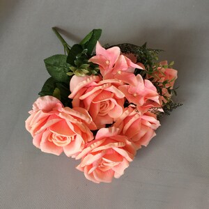 Rose Artificial Flowers, Rose Bush Realistic Fake Roses W/stem for DIY ...
