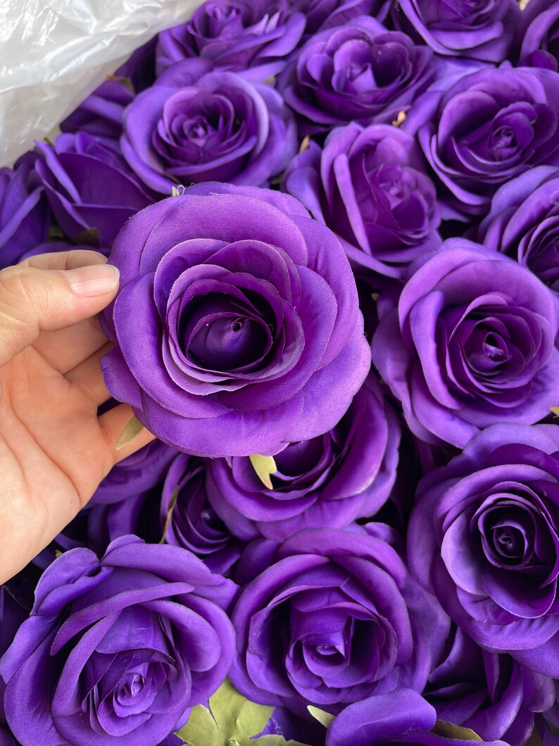 10-100pcs Artificial Purple Rose Fake Silk Flowers 9cm High - Etsy
