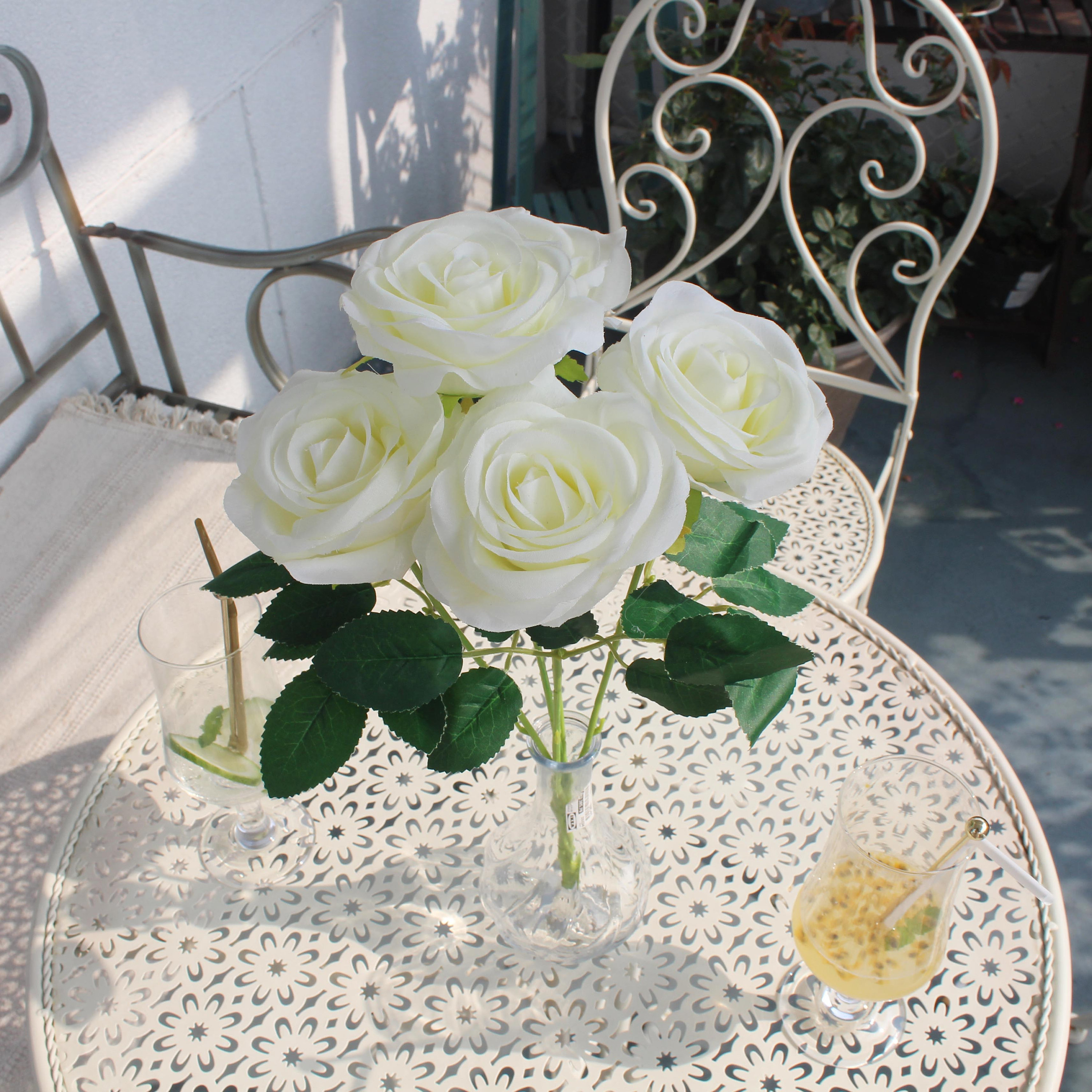 10pcs Ivory Open Silk Roses Long Stem Alice Roses | Etsy