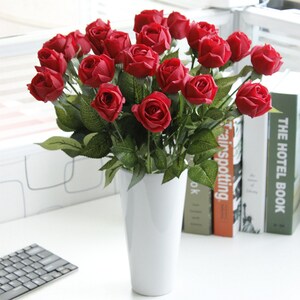 10pcs Real Touch Rose Simulated Fake Latex Red Roses 43cm/16.93" for ...