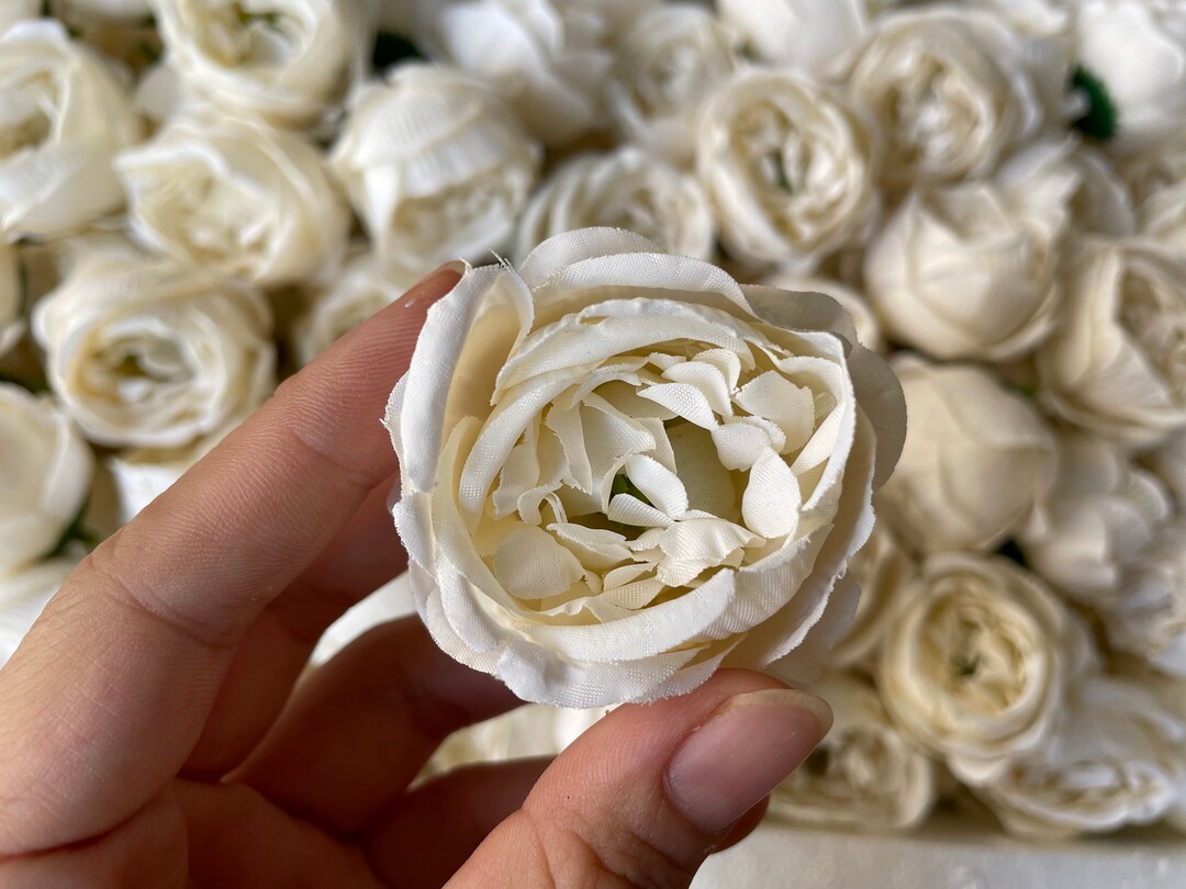 Ivory Rose Small Size Flower Head 4cm Silk Peony Flower Head for ...