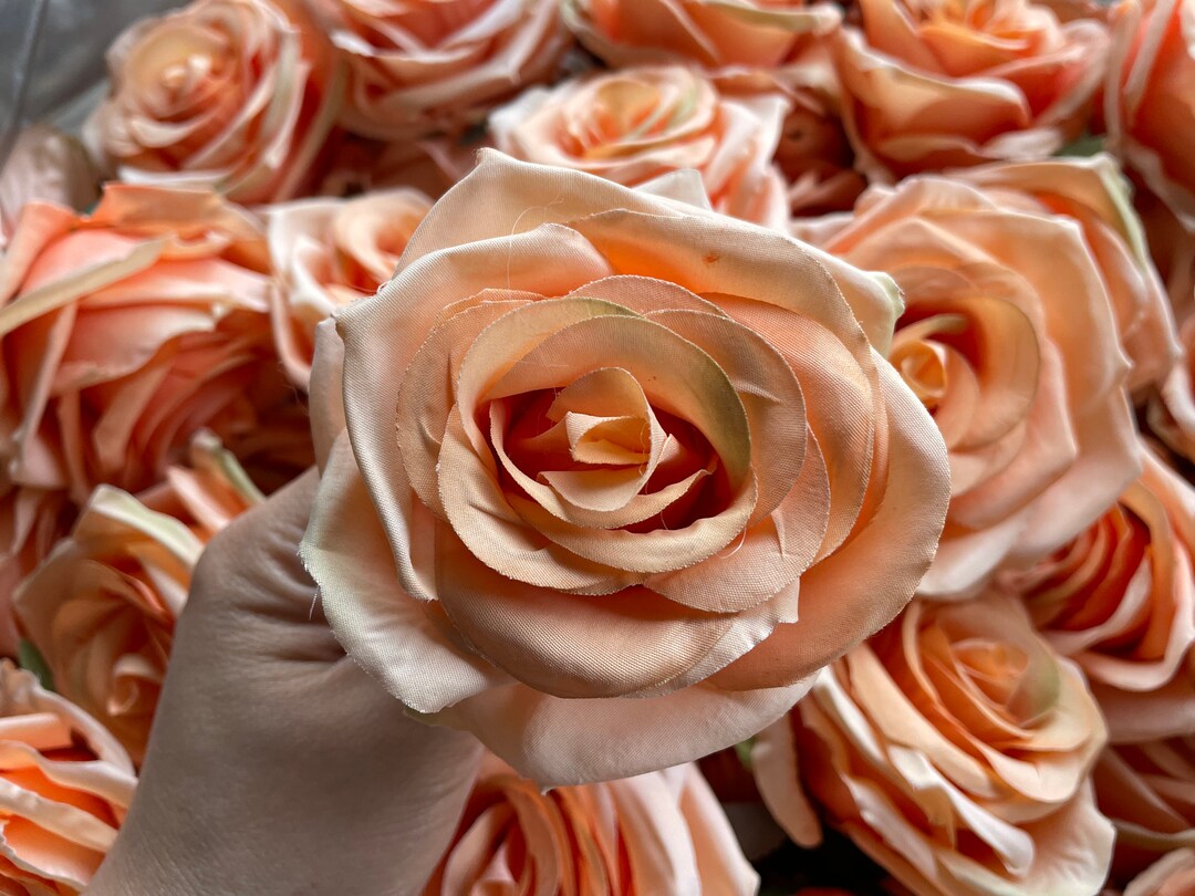 10-100pcs Orange Artificial Rose Heads, 9cm High Quality Roses Head ...