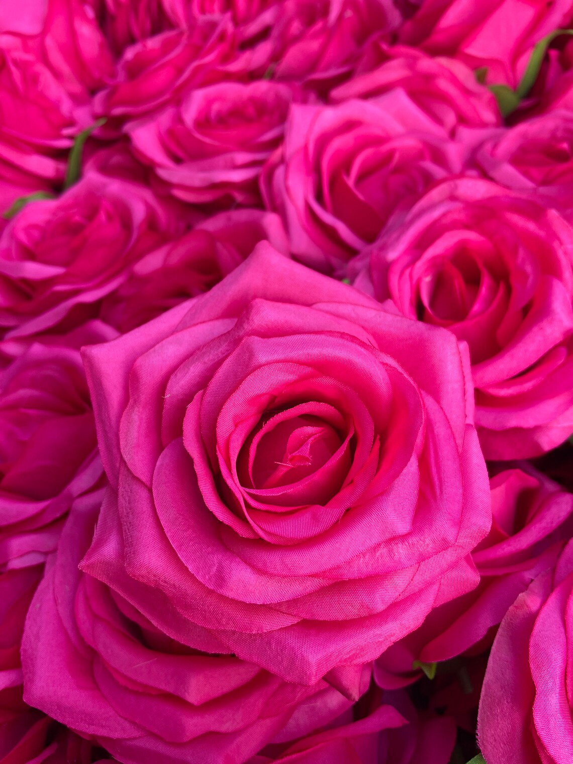 10-100pcs Hot Pink Artificial Rose Heads, 9cm High Quality Roses Head ...