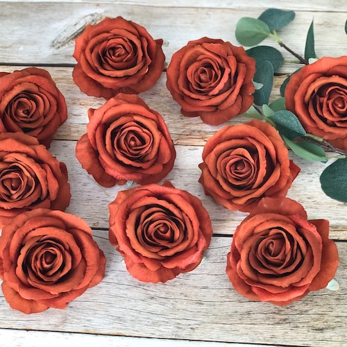 10pcs Rust Orange Flowers Head Rust Wedding Flowers - Etsy