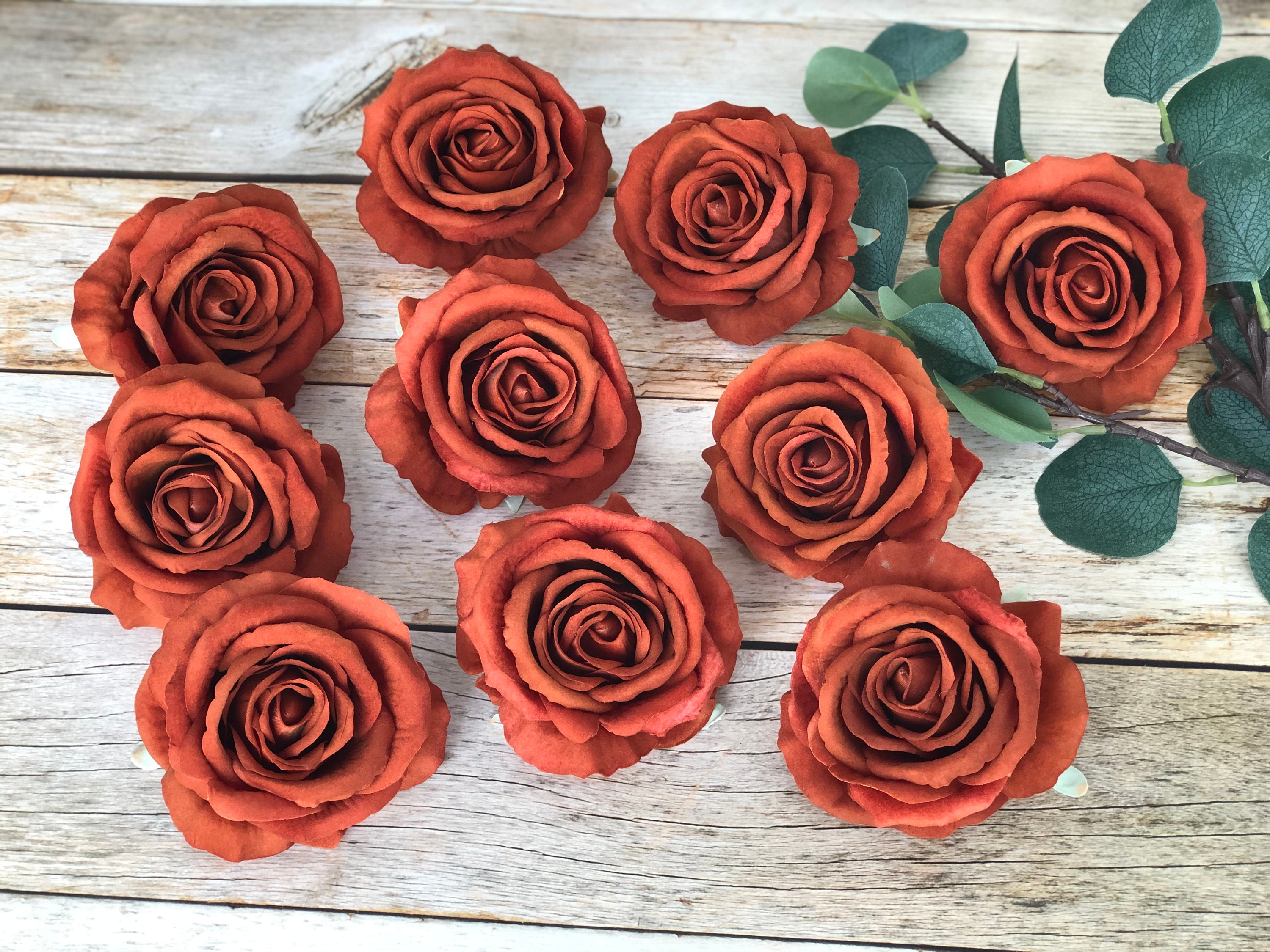 10pcs Rust Orange Rose Artificial Rose Heads 9cm High Quality - Etsy