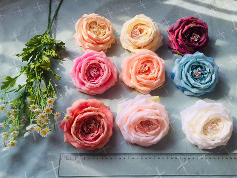 6pcs Artificial Big Head Angel Roses Peach Roses Peach Silk - Etsy