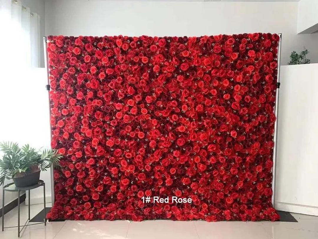 Red Roses Flower Wall 3-D Artificial Flower Wall Home Shop Party ...