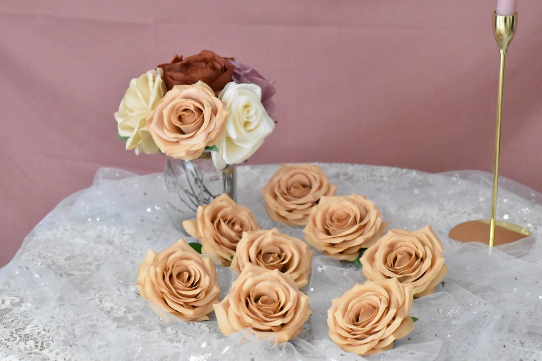 Artificial Champagne Rose Head Only Artificial Roses Flowers Fake Rose ...