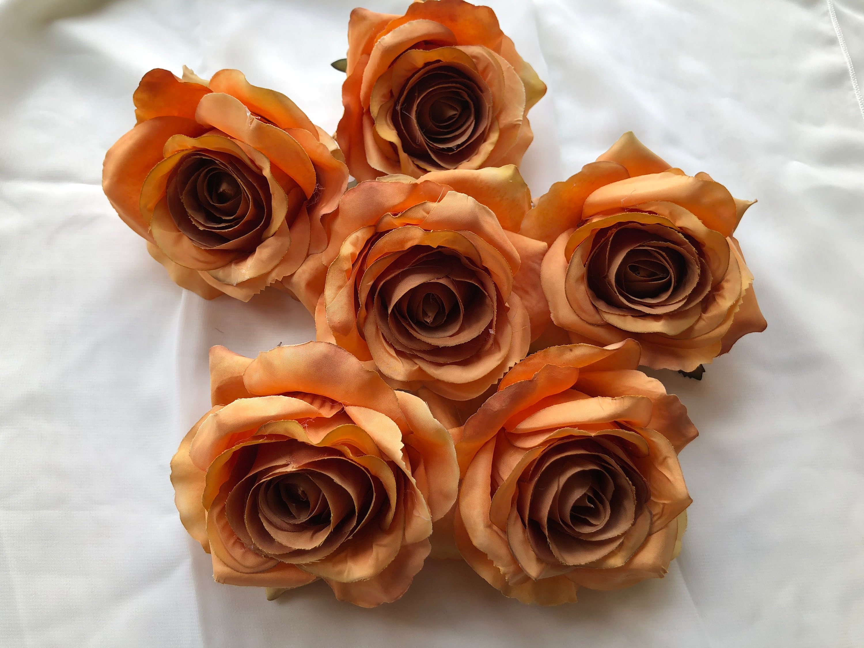 30-100pcs Burnt Orange Rose Artificial Rose Heads, 10cm High Quality ...