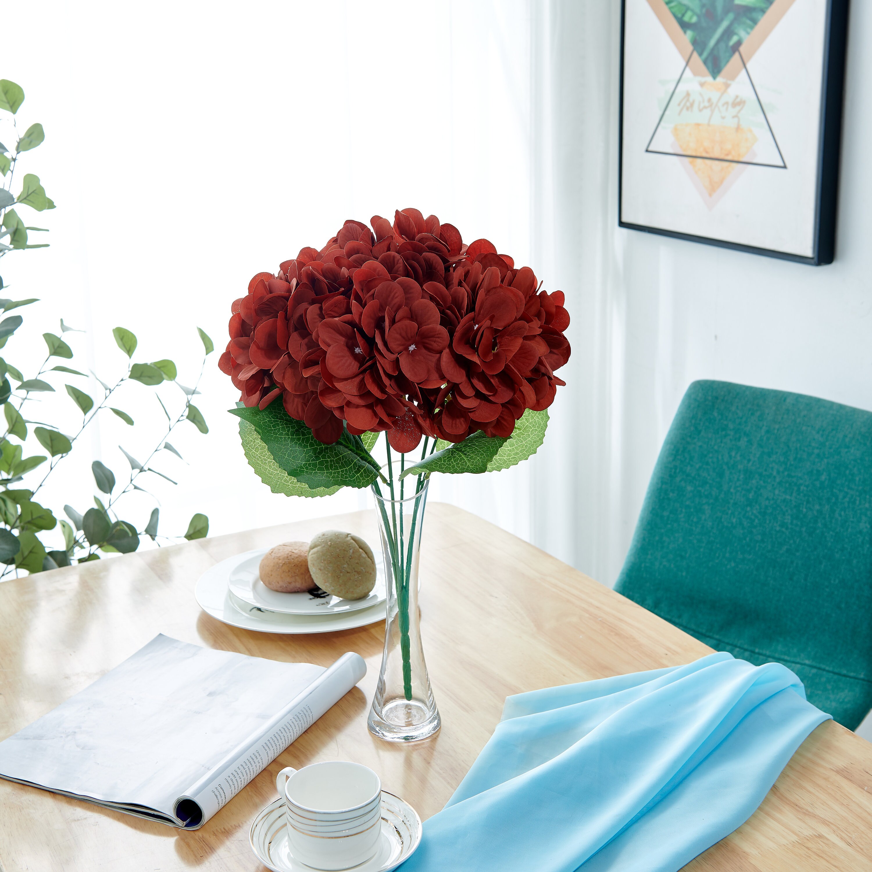 Burnt Orange Silk Hydrangea Rust Orange Flowers 6 Big Head | Etsy