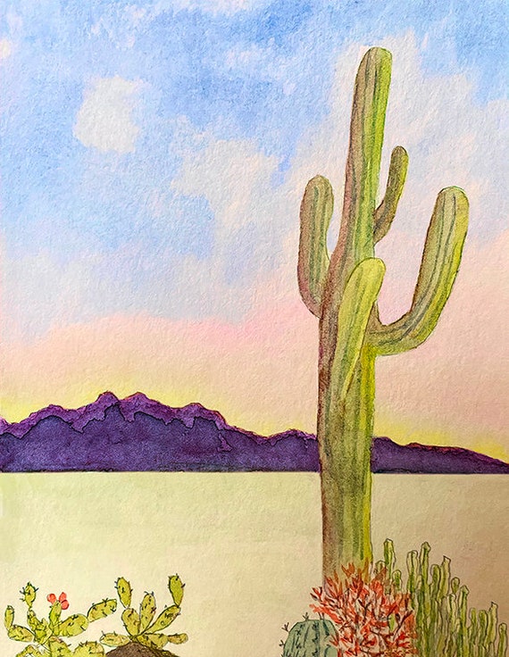 Watercolor Desert Landscape Paintings