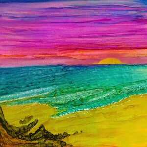 Tropical Beach, Alcohol Ink Art Print - Etsy