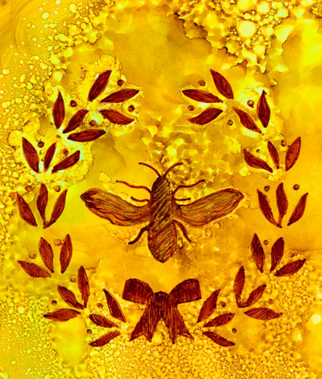 Napoleonic Bee & Laurel Wreath Art Print Alcohol Ink - Etsy