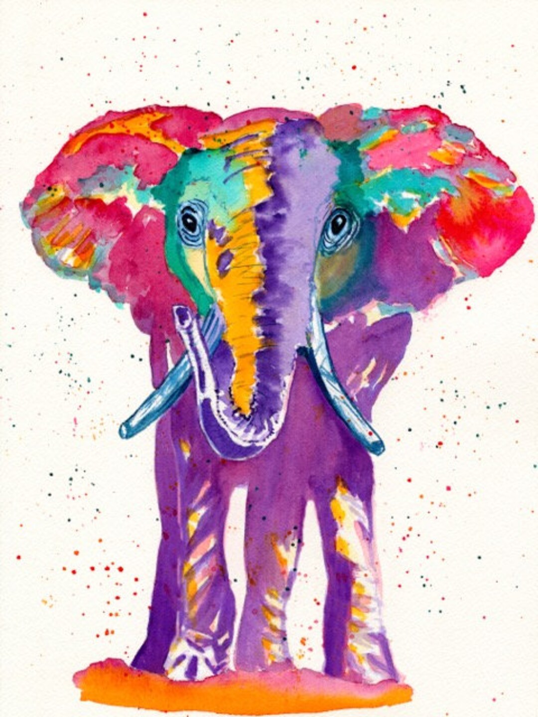 Rainbow Elephant Art Print, Watercolor Painting, Animal Wall Art - Etsy