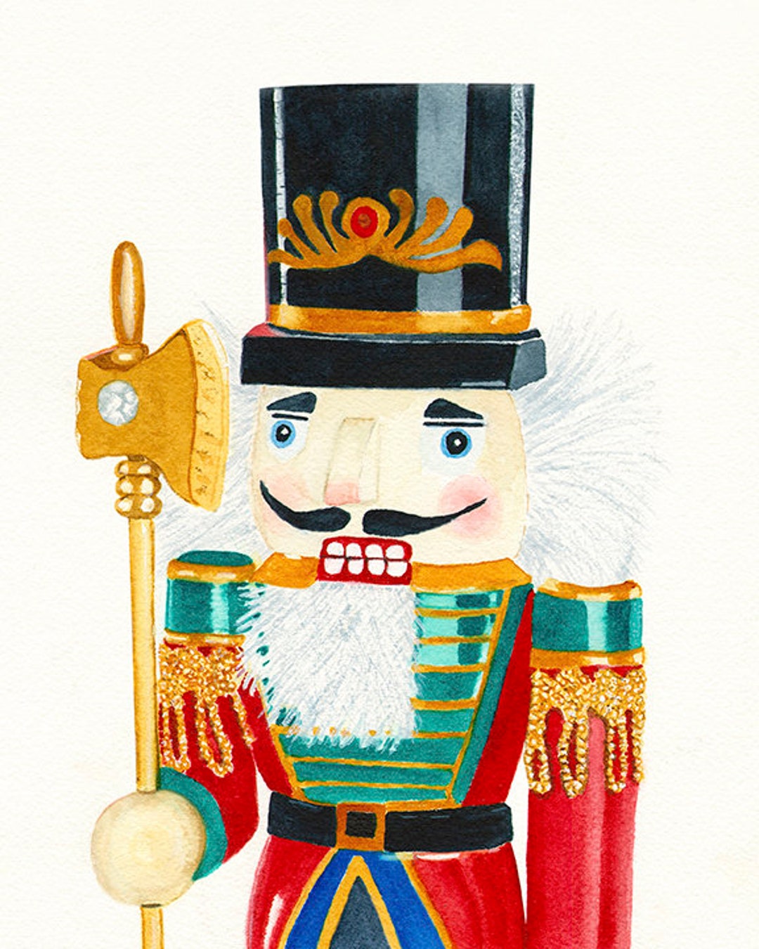 Christmas Nutcracker Art Print, Watercolor Painting - Etsy
