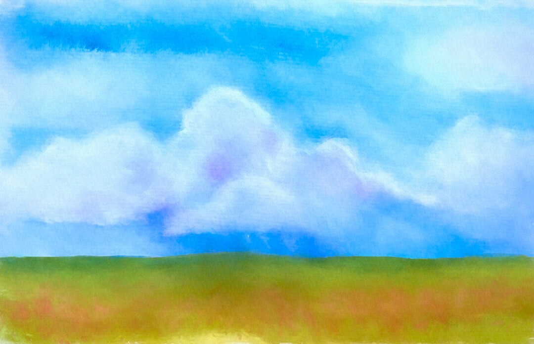 Summer Rain on the Prairie Landscape, Watercolor Art Print - Etsy